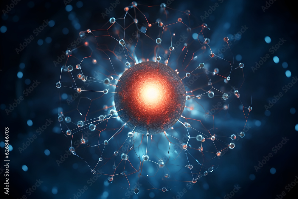 artistic representation of the brain's synapses, bunch of lights that ...