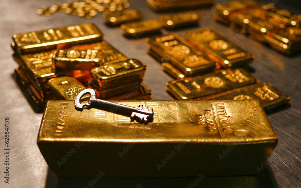 12,5 kg, 1 kg and 500 g gold bar fine gold are seen in Munich. Stock ...