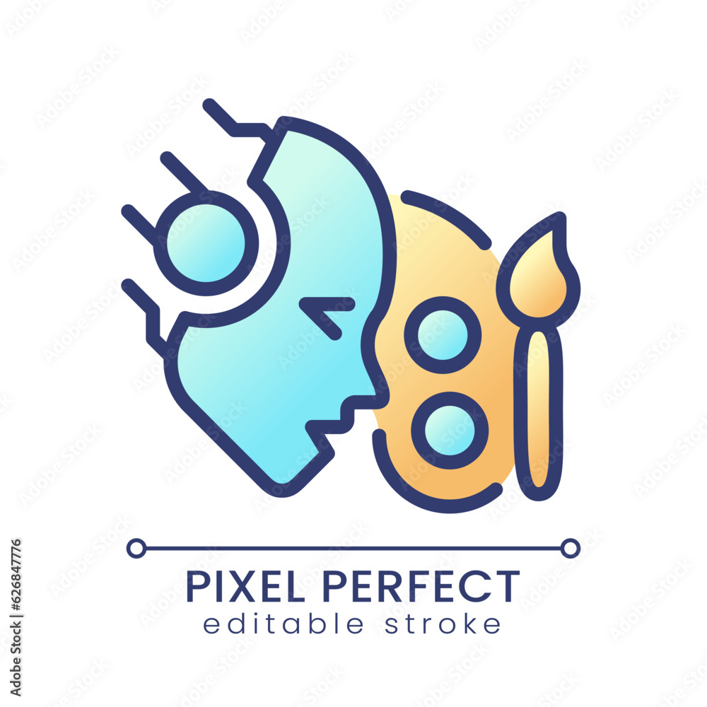 AI creates pixel perfect color gradient icon. Artificial intelligence ...