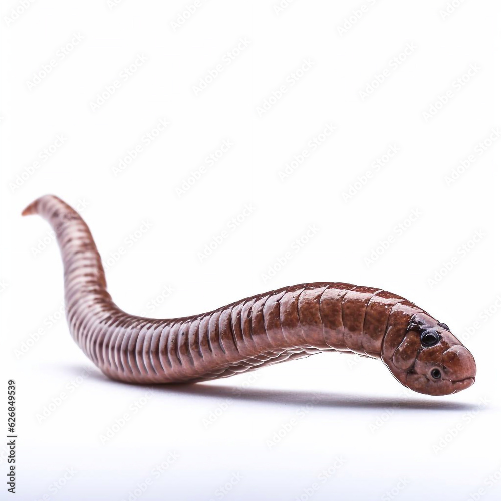 Beautiful big wild earthworm looking forward is shown in full length ...