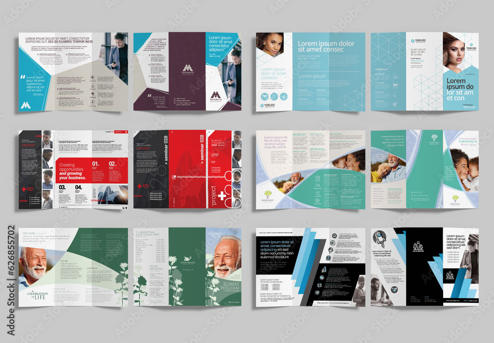 Modern Tri Fold Brochure 3 Fold Leaflet Layout Set Stock Template ...