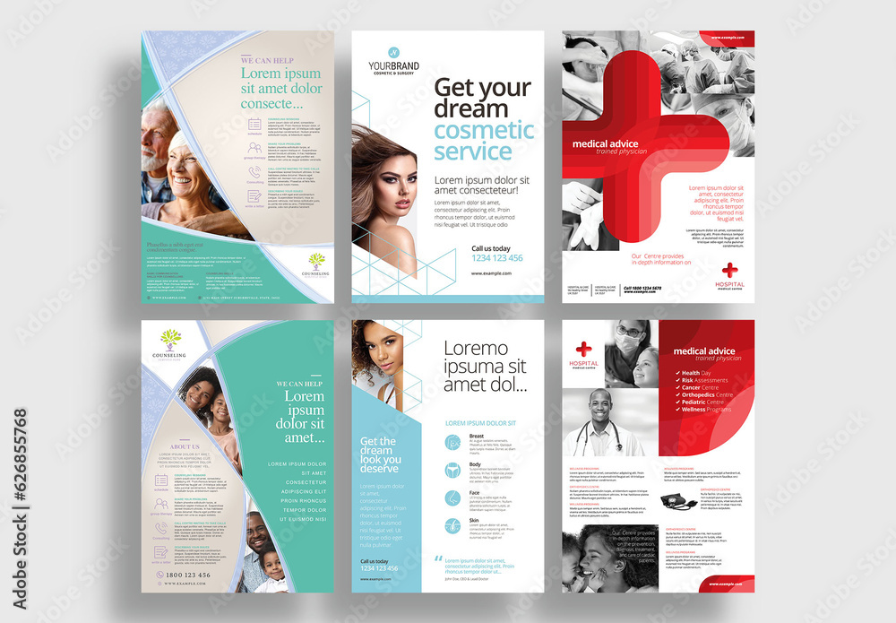 Medical Healthcare Hospital Flyer Poster Layouts Set Stock Template ...