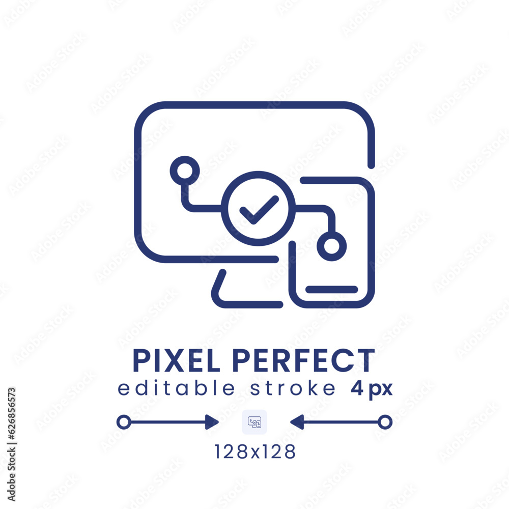 Cross-platform compatibility linear desktop icon. Streaming on multiple ...