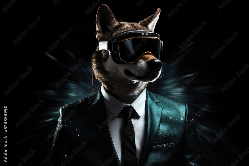 Wolf In Suit And Virtual Reality On Black Background. Wolves In Suits ...