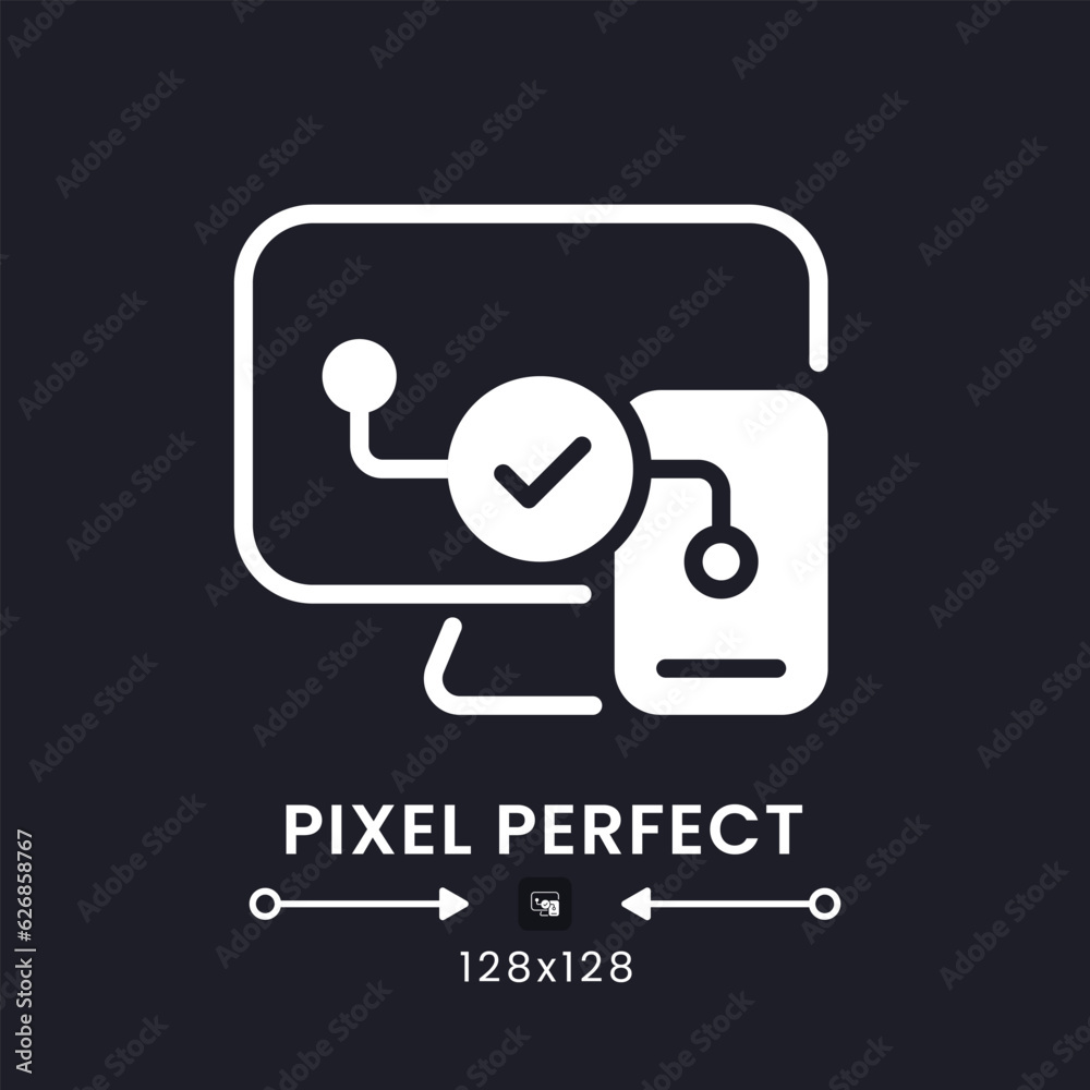 Cross-platform compatibility white solid desktop icon. Streaming on ...