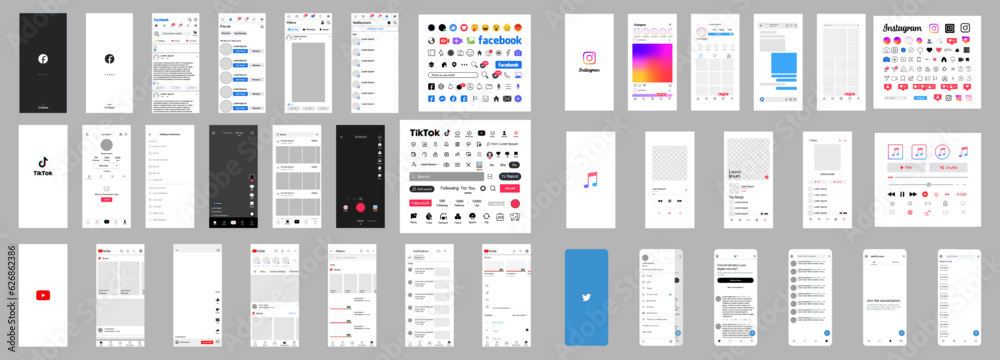 Tik Tok, Youtube, instagram and facebook, twiiter, x.com, x, apple ...