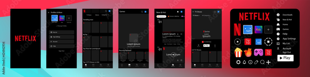 Netflix interface. Netflix screen social media, social network ...