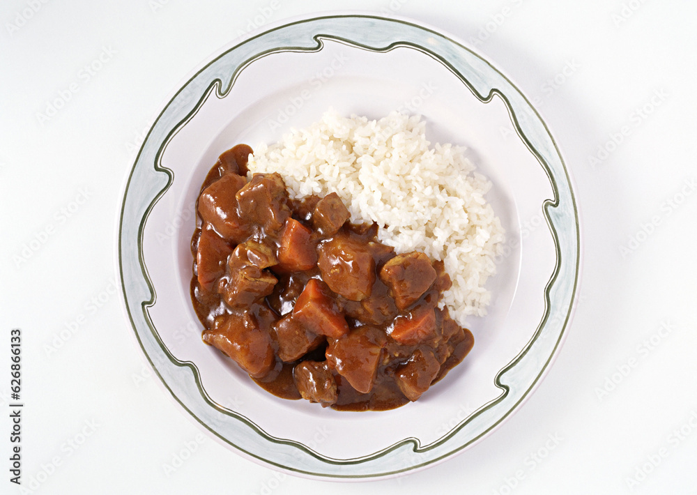 Curry Rice on White background with clipping path. Popular Japanese ...