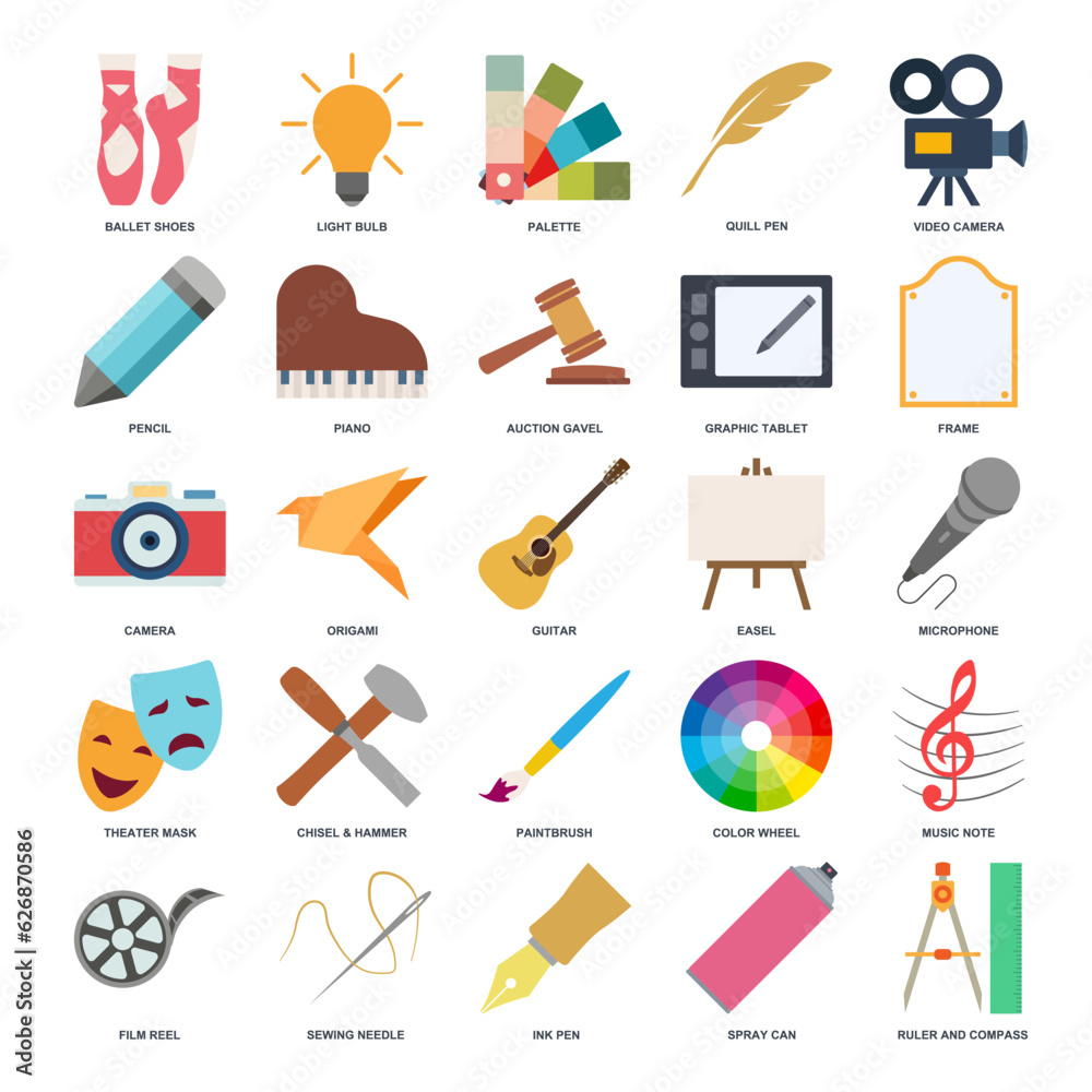 Art icon set, Design and drawing symbols collection, logo illustrations ...