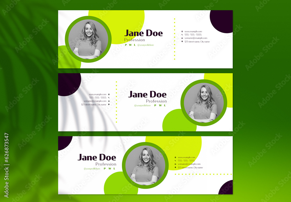Set Creative Email Signatures with Green Accents Layout Stock Template ...