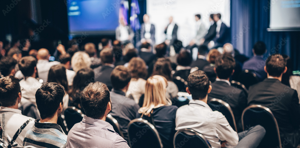 Round table discussion at business conference meeting event.. Audience ...