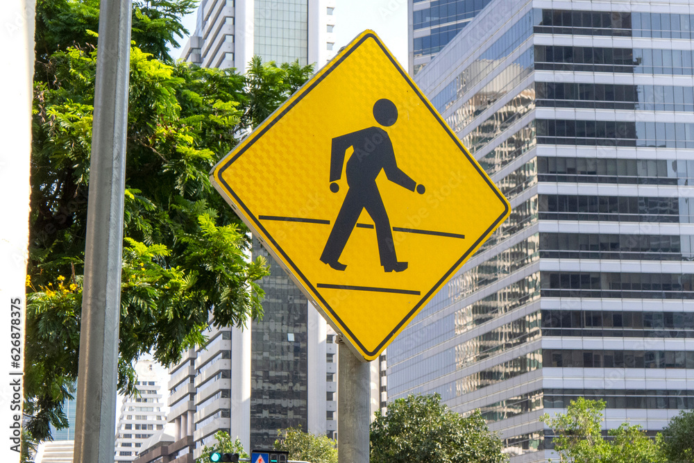 Pedestrian crossing sign. Symbol of pedestrian safety crosswalk Stock ...