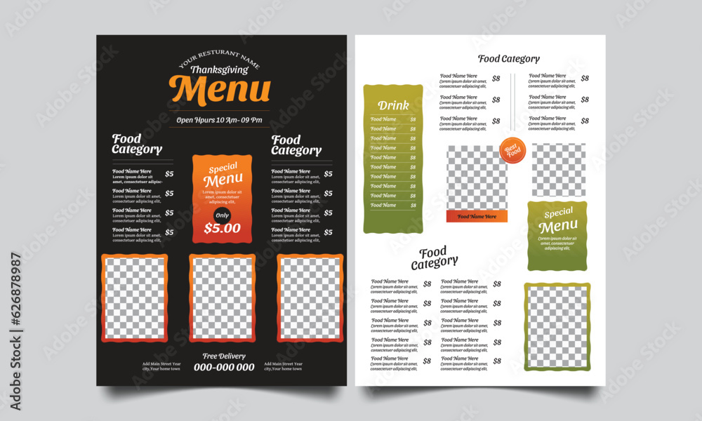 Restaurant menu template design. food menu for restaurant. Stock Vector ...