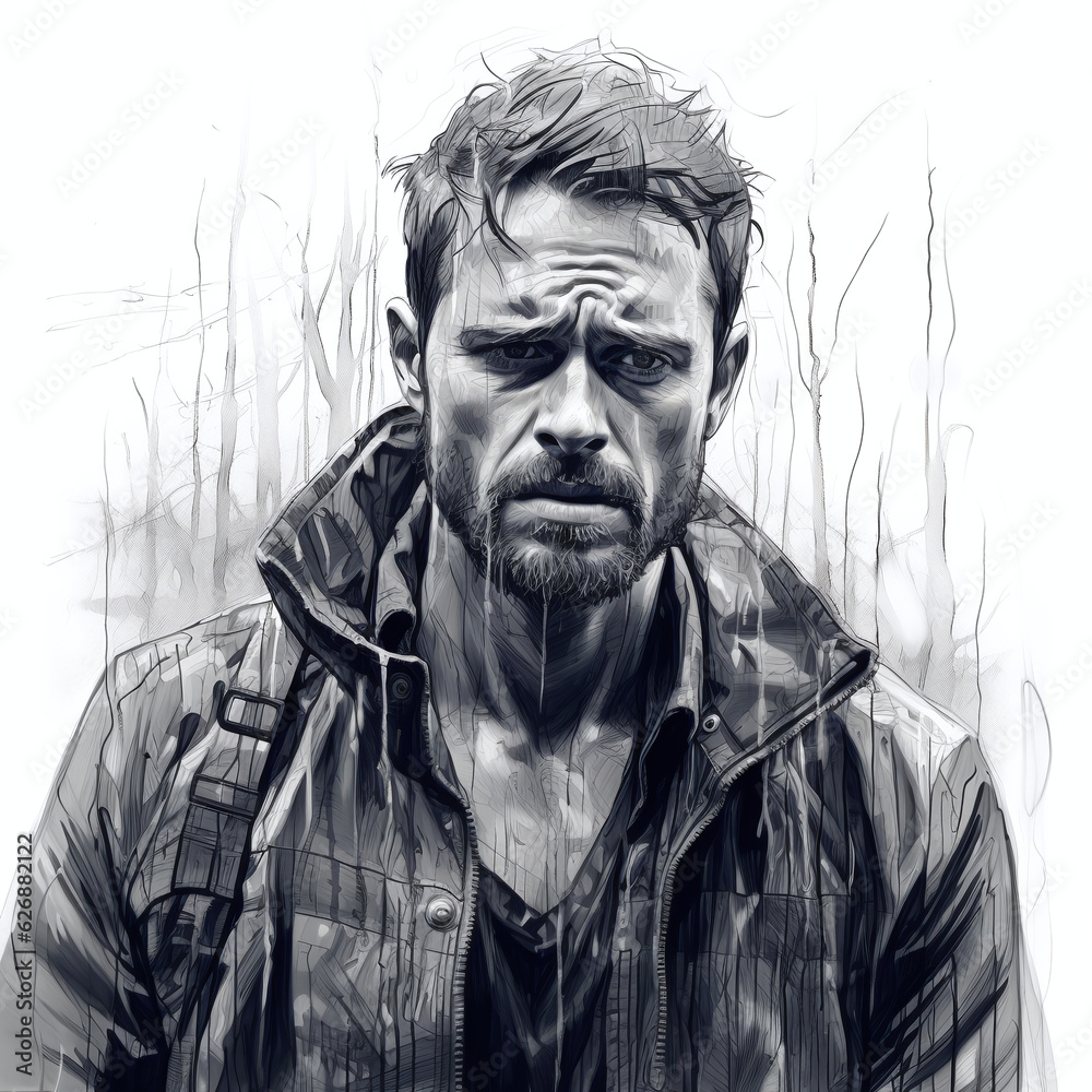 Crying in the Rain Series - Backyard Tears. Man crying in his backyard ...