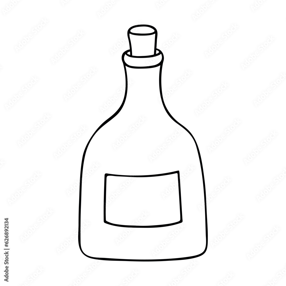 Hand drawn liquor bottle illustration. Alcohol drink clipart in doodle ...