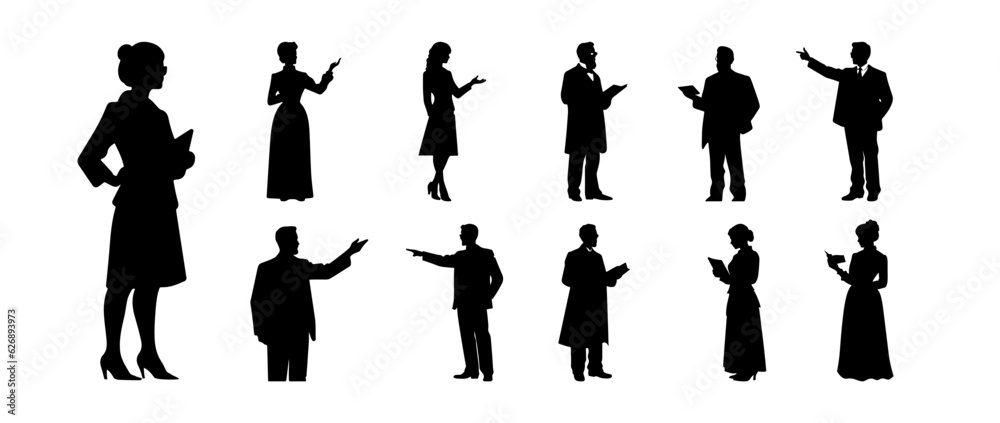 Teacher or Professor silhouette isolated on white background. Education ...