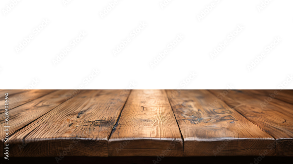 Front View of Light Brown Natural Oak Wooden Table - An Empty Blank ...