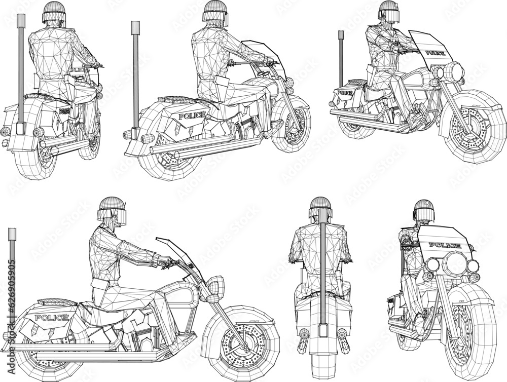 Sketch vector illustration of a police patrol on the road wearing a ...