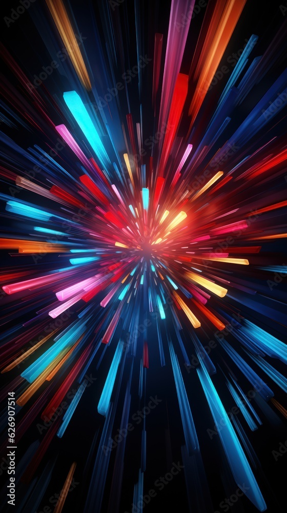 Abstract vertical background with rays and speed light motion. For ...
