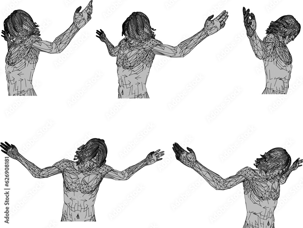 Sketch vector illustration of a statue of jesus surrendering to god ...