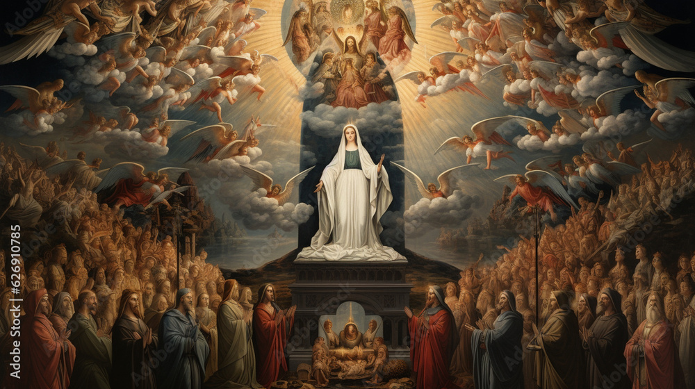 A visually elaborate image of the Coronation of Mary, with her crowned ...