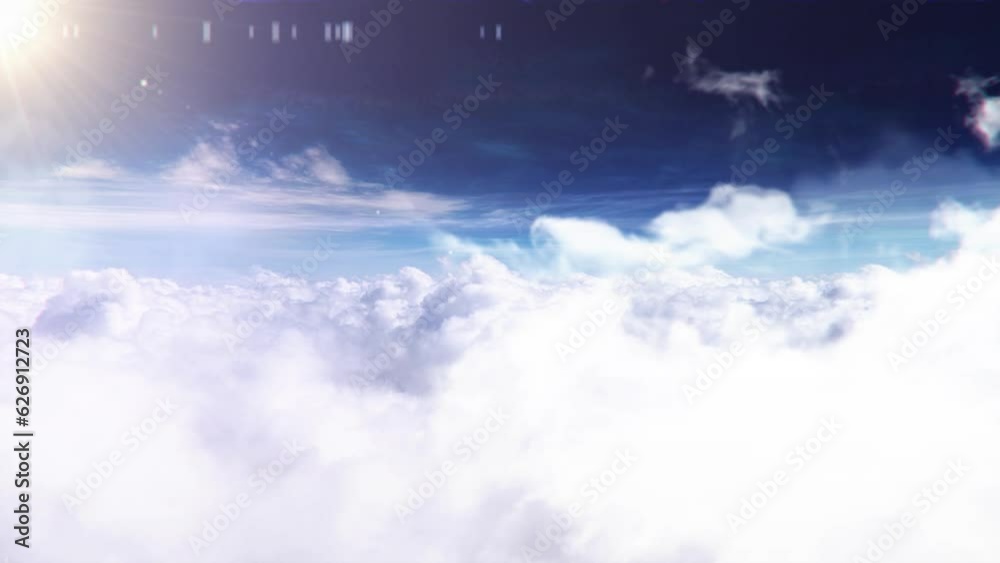 Flying above the clouds. Flying through amazingly beautiful cloudscape ...