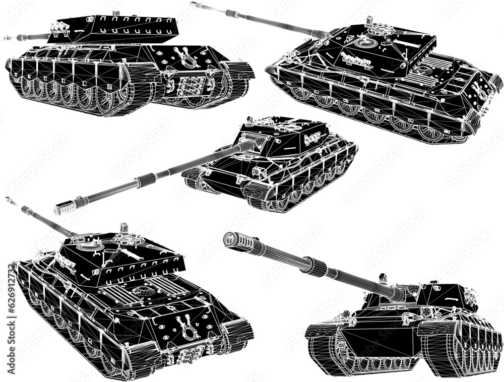 Sketch vector illustration of a tank with a combat war missile weapon ...