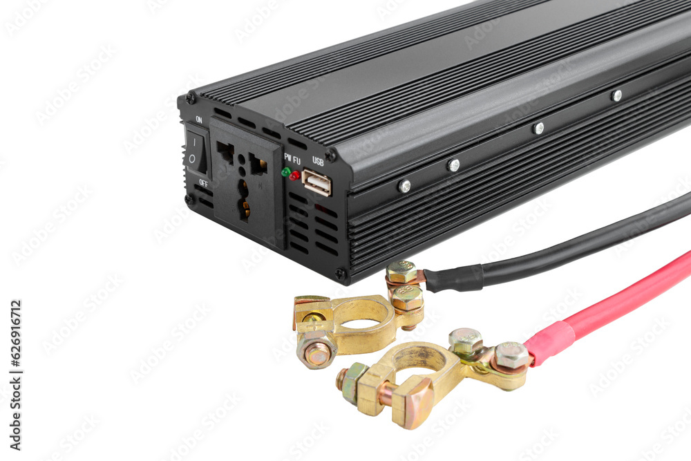Power inverter, DC to AC converter with terminals for connecting to a ...