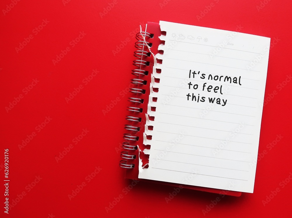 Notebook on red copy space background with handwritten text - It’s ...