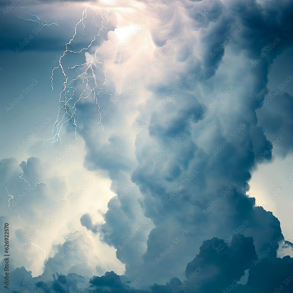 Detail of a cumulonimbus cloud with strong electrical activity during a ...