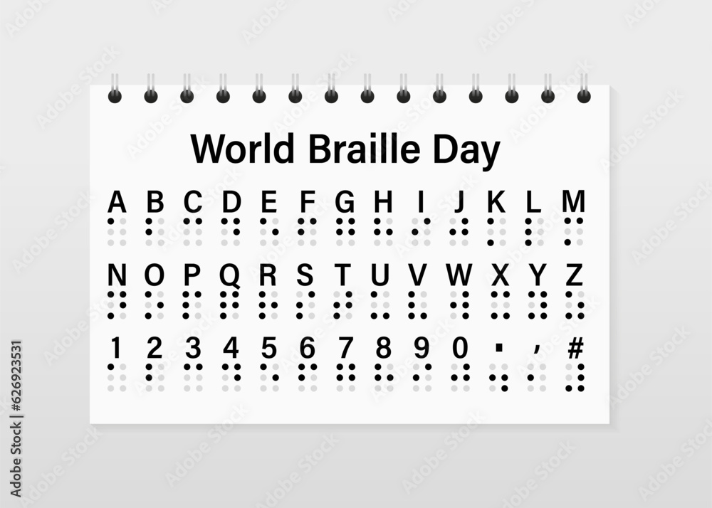 World Braille Day. Braille Visually Impaired Writing System Symbols ...