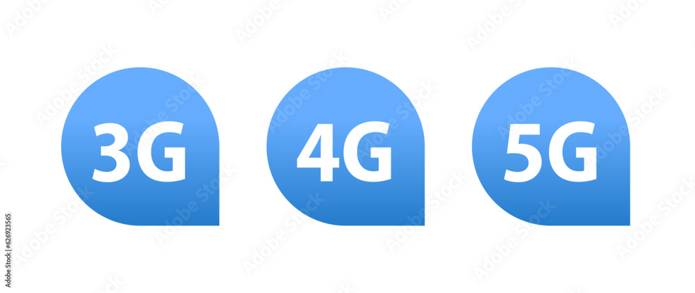 3G, 4G, 5G sign. Wireless connection. Symbols mobile internet network ...
