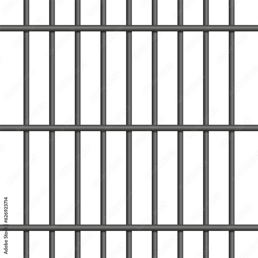 Prison bars. Realistic vertical and horizontal metal jail bars, iron ...