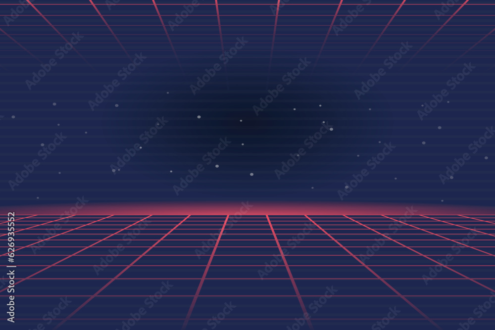Synthwave, Vaporwave background with laser grid. Retro futuristic ...