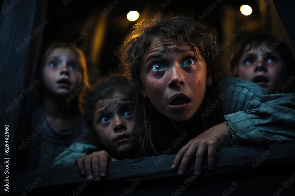 Frightened Group of Kids Listening to Ghost Stories - AI Generated ...