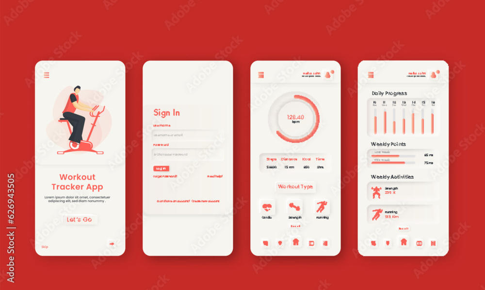 Workout Tracker Mobile App UI Kit Including as Sign In, Sign Up, Daily ...