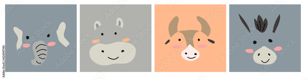 cute simple portraits of wild and domestic animals of scandinavian ...