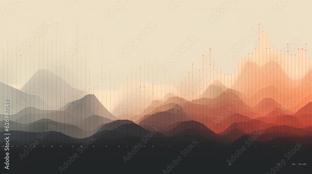 Abstract Data Science Concept Visualization Of Data Graphs In Subtle Tones Examination And