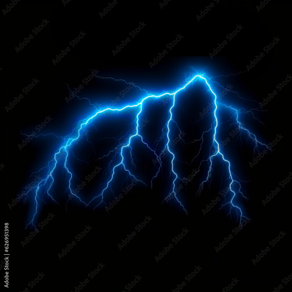 lightning rays electrical energy charge thunder in black background ai ...