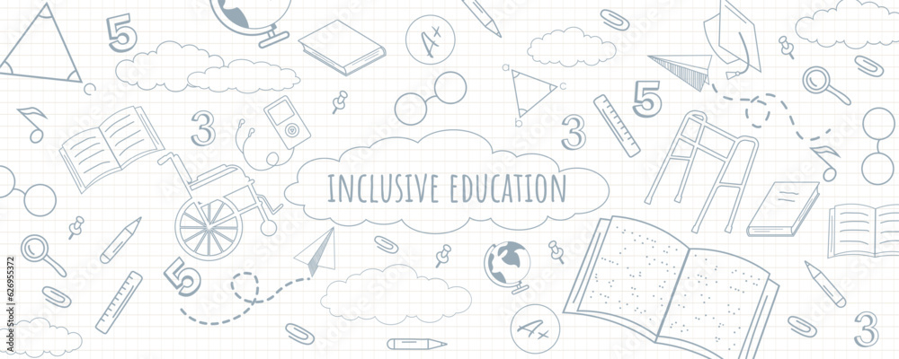 Inclusive education concepts banner or background. Aid for people with ...
