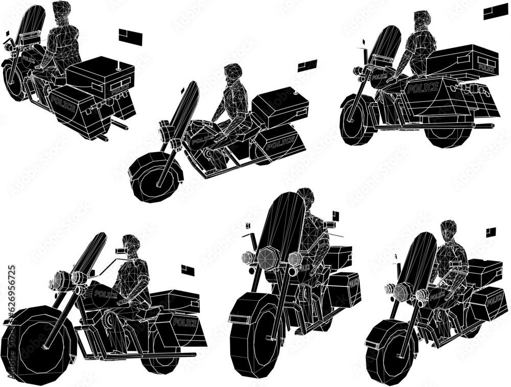 Vetor de Vector sketch illustration of a patrol policeman with a big ...