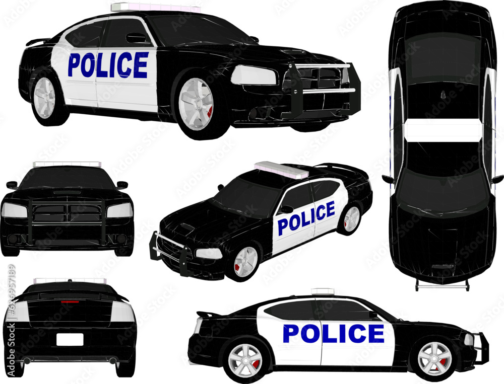 Vector sketch illustration of a police patrol car complete with sirens ...
