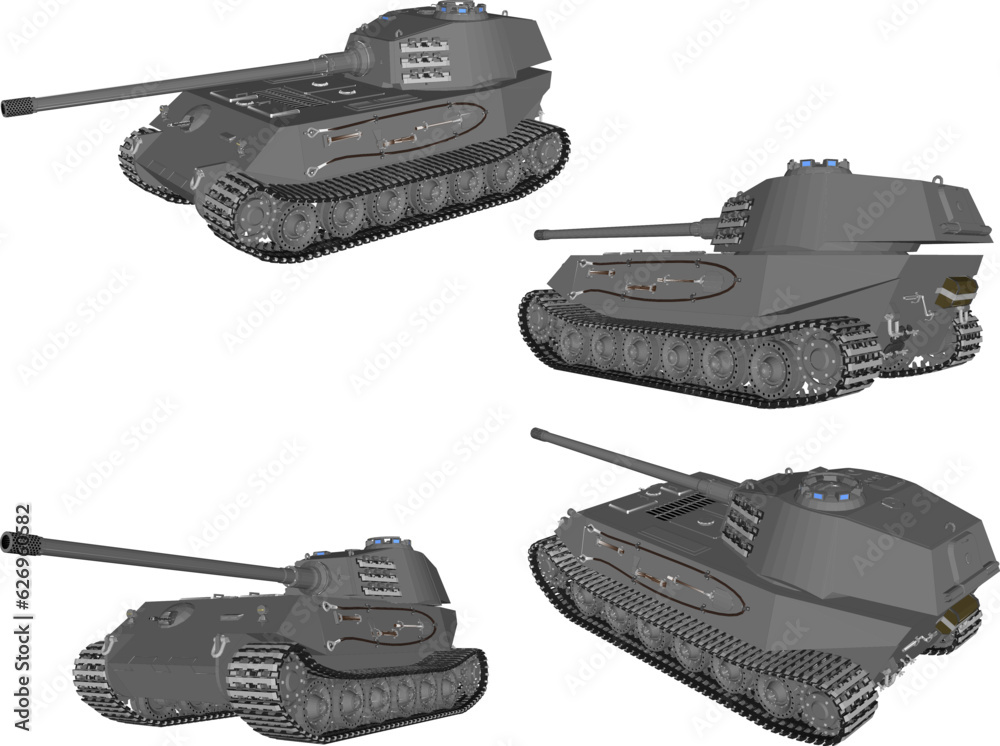 Vector sketch illustration of battle panther tank with long cannon ...