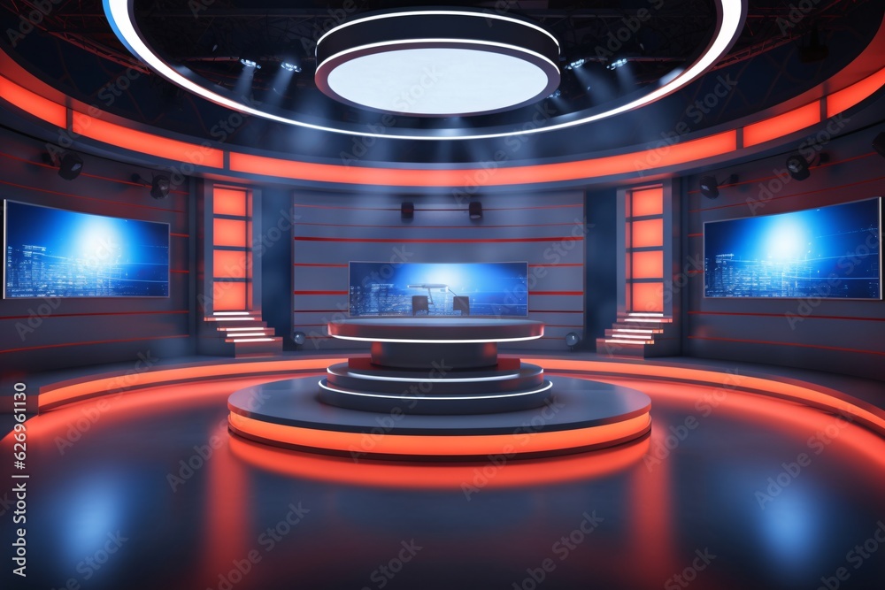 Tv Studio. Backdrop for TV shows .TV on wall. News studio. The perfect ...