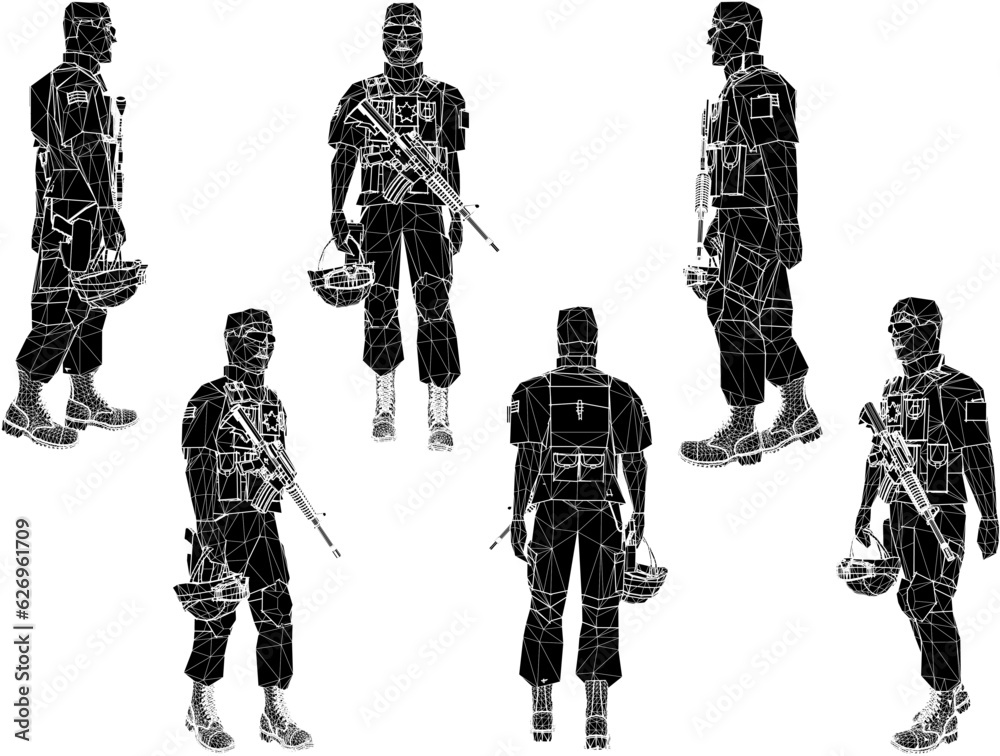 Vector sketch illustration of fully armed army soldiers marching Stock ...