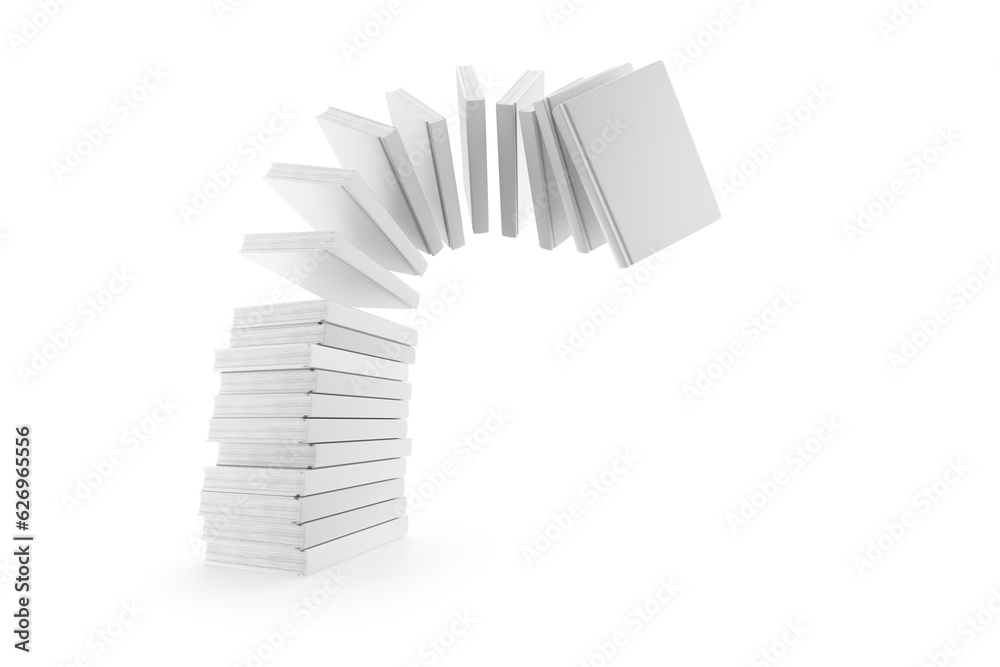 Mockup of a white book, notepad. A stack of white books folded in a ...