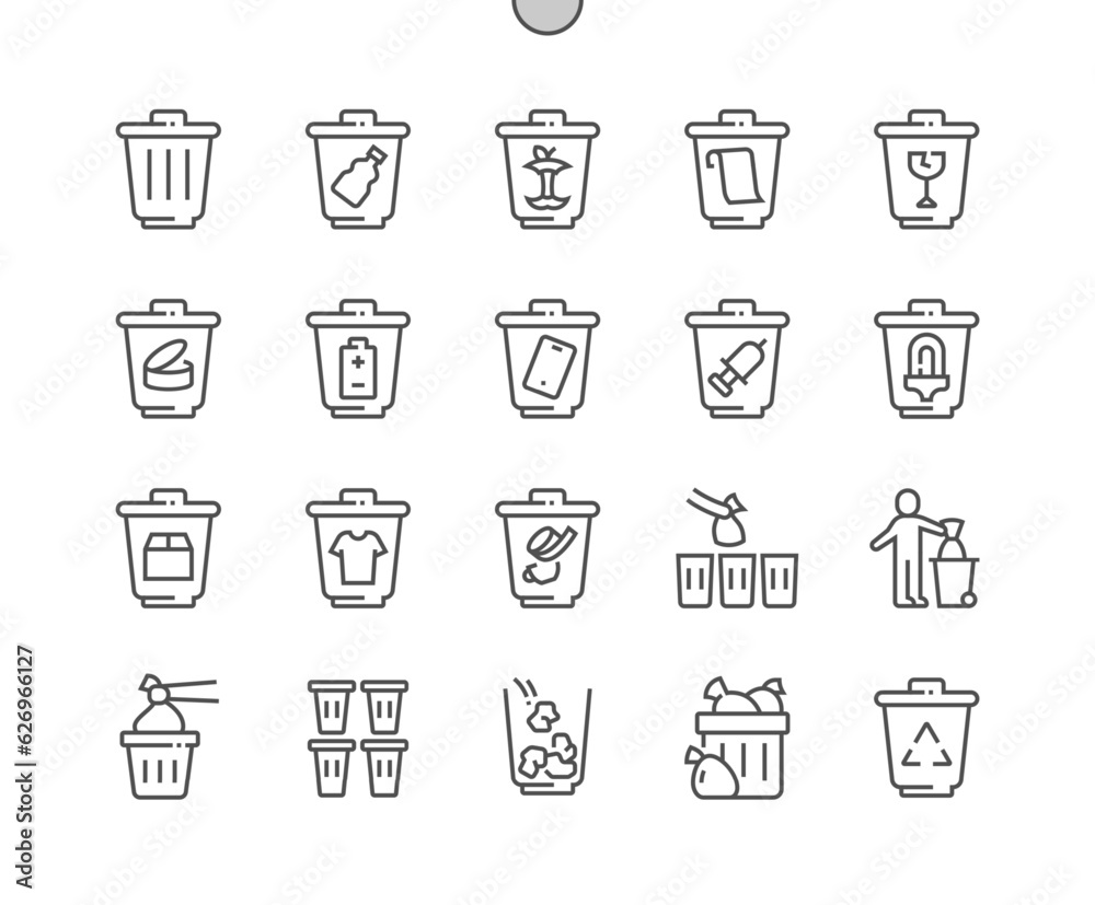 Waste sorting bins. Separating and recycling garbage. Ecology rubbish ...