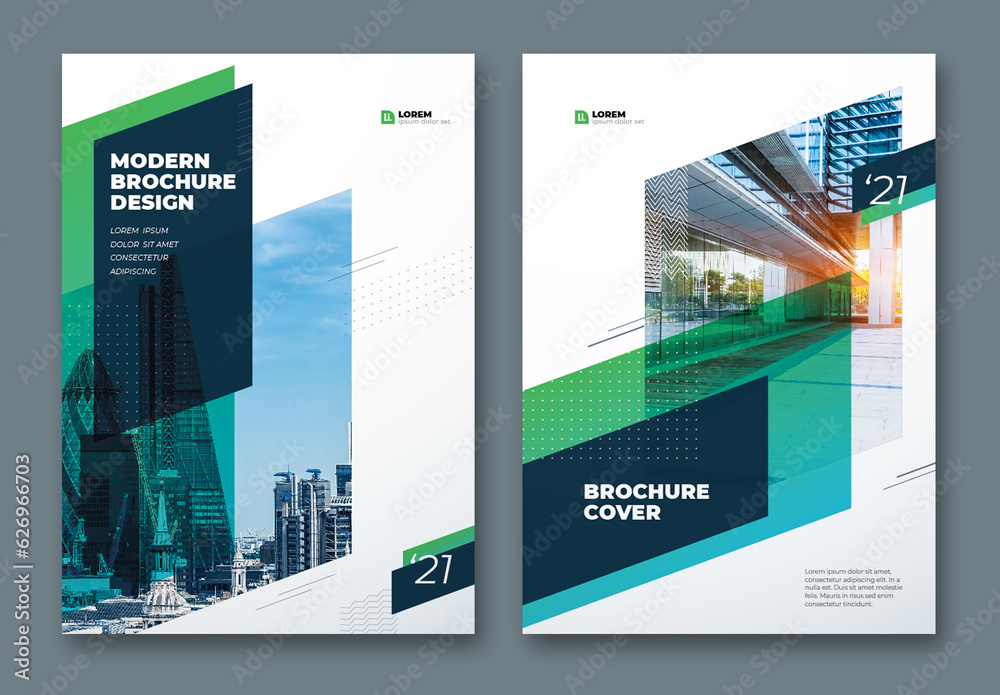 Business Report Cover Layout Set with flat Elements Stock Template ...