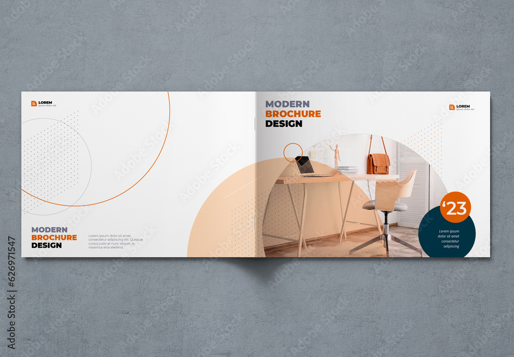 Landscape Brochure Cover with Color flat Circle Elements Stock Template ...