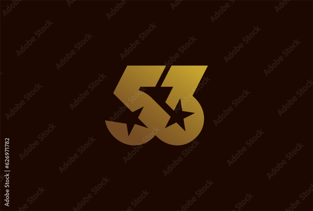 Number 53 Logo, Monogram number 53 formed from the infinity symbol with ...